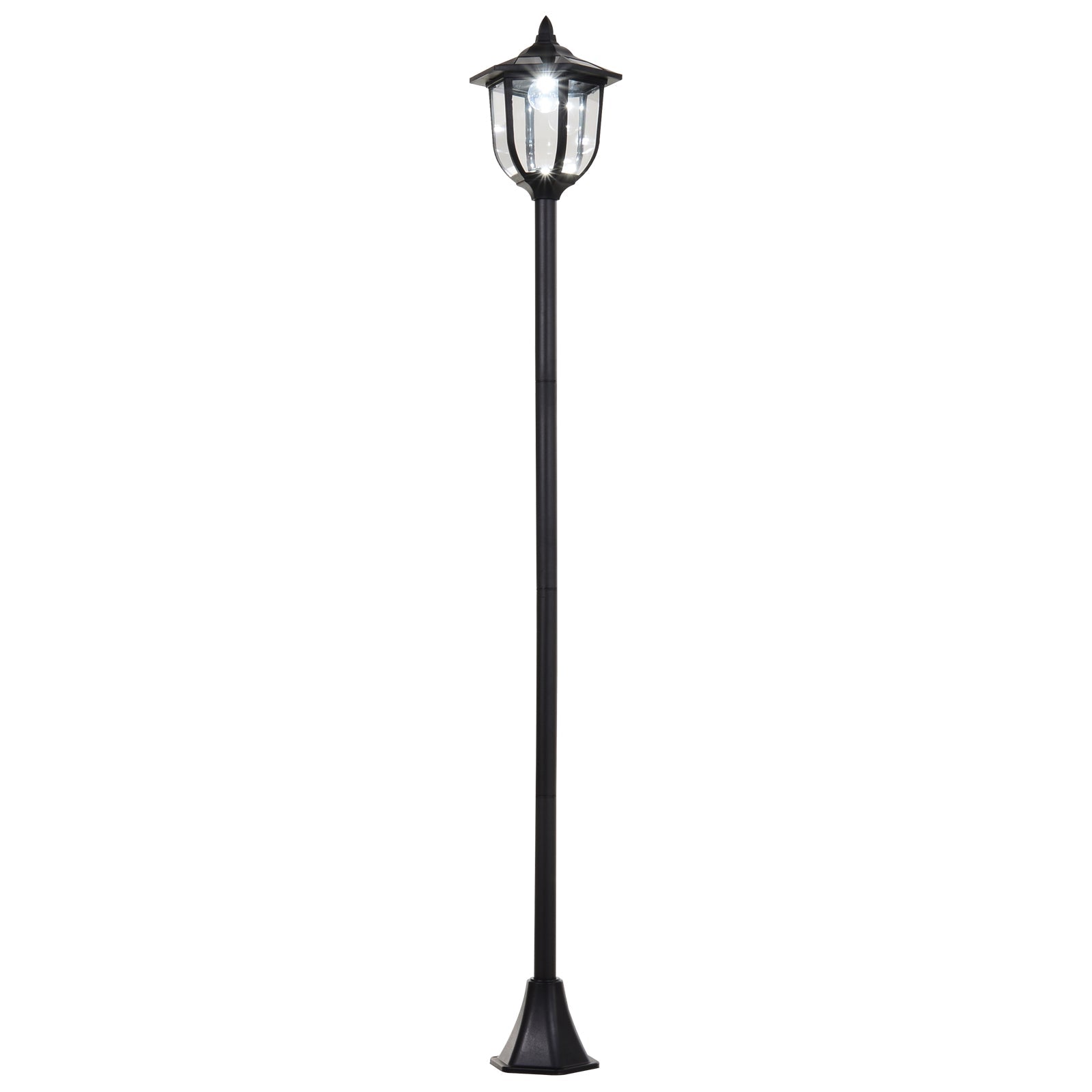 1.77m Tall Free-Standing ABS Garden Solar LED Lamp Post Black