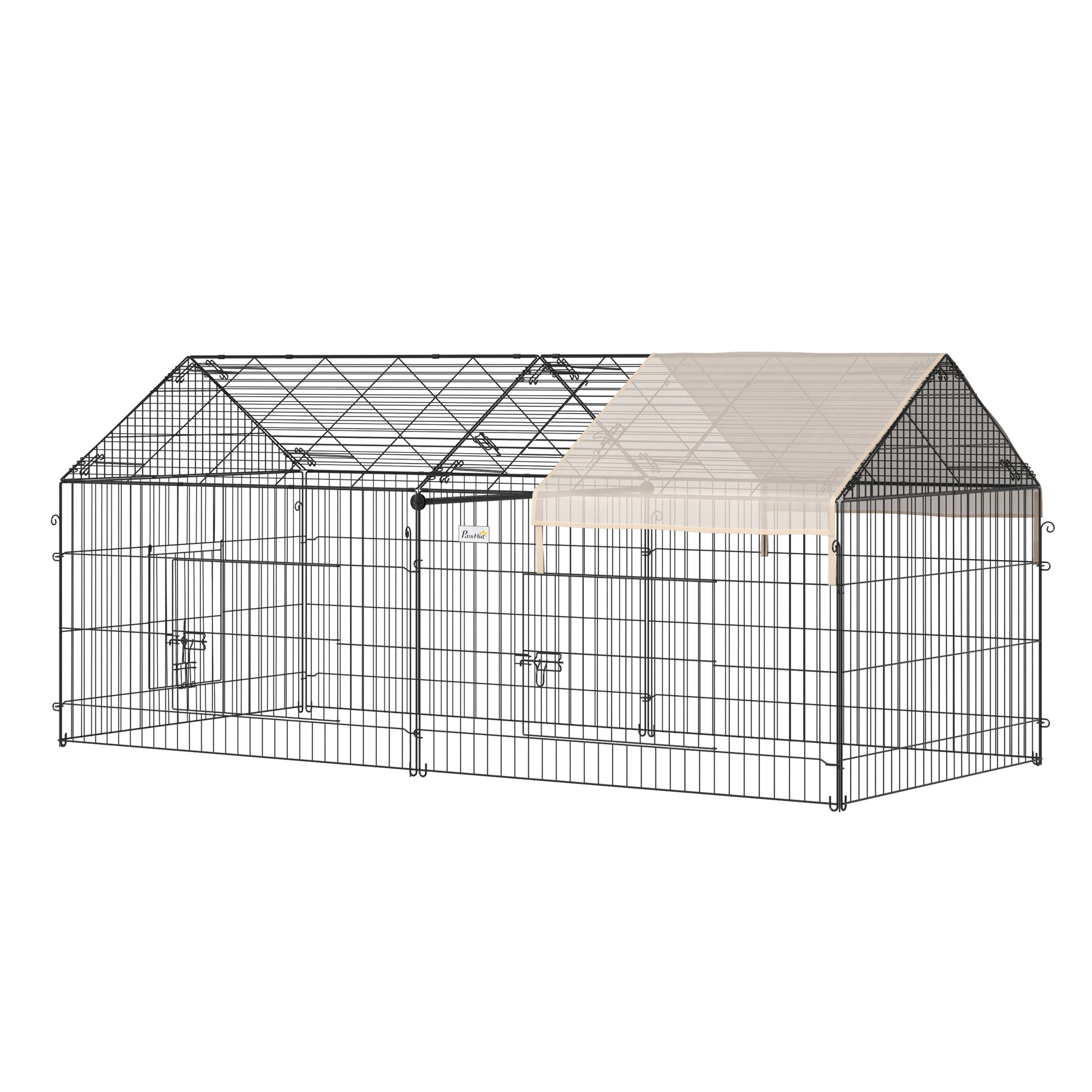 Metal Rabbit Run Playpen, Guinea Pig Cage, 220 x 103 x 103 cm, Beige