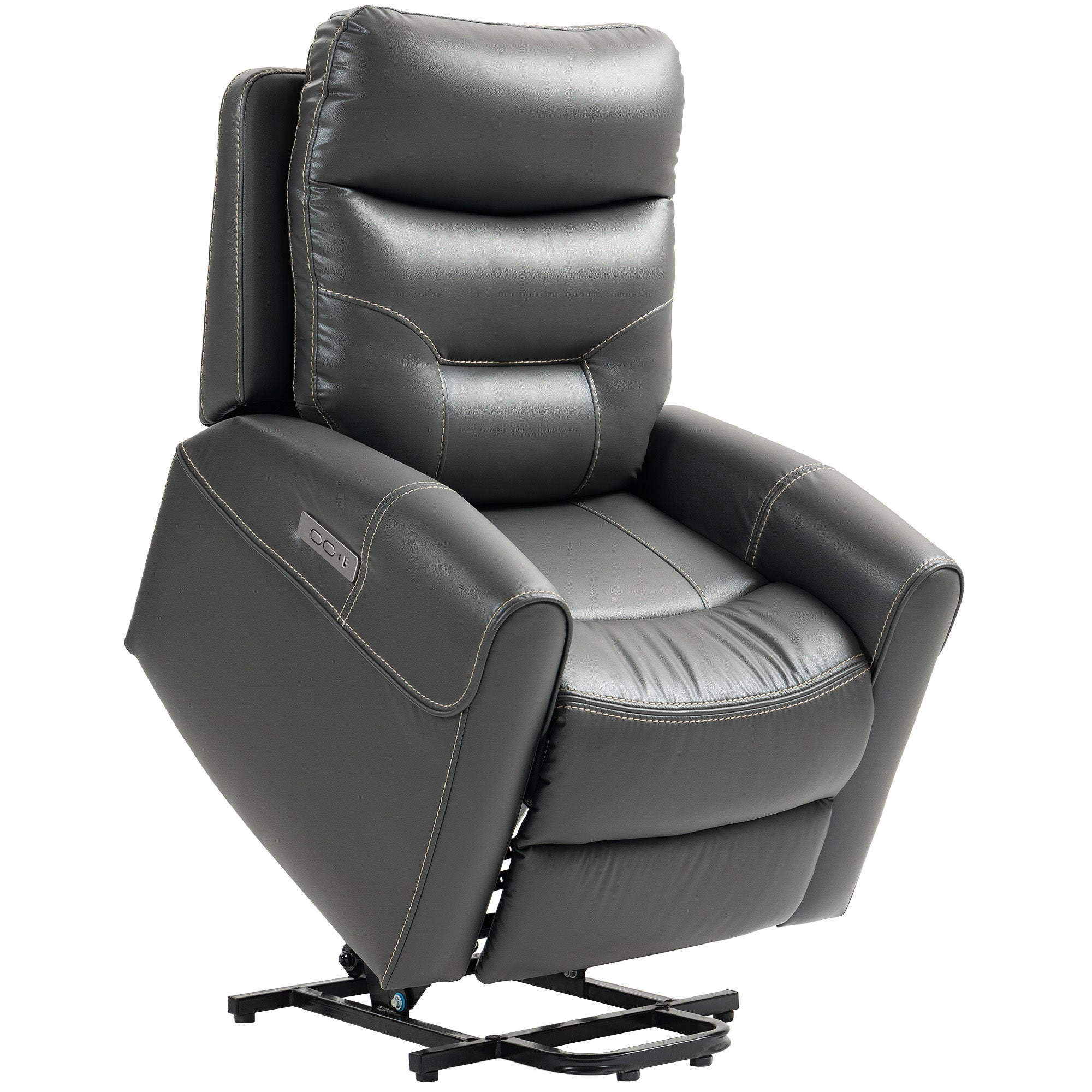 Electric Riser Recliner Chair with USB – Charcoal Grey Faux Leather