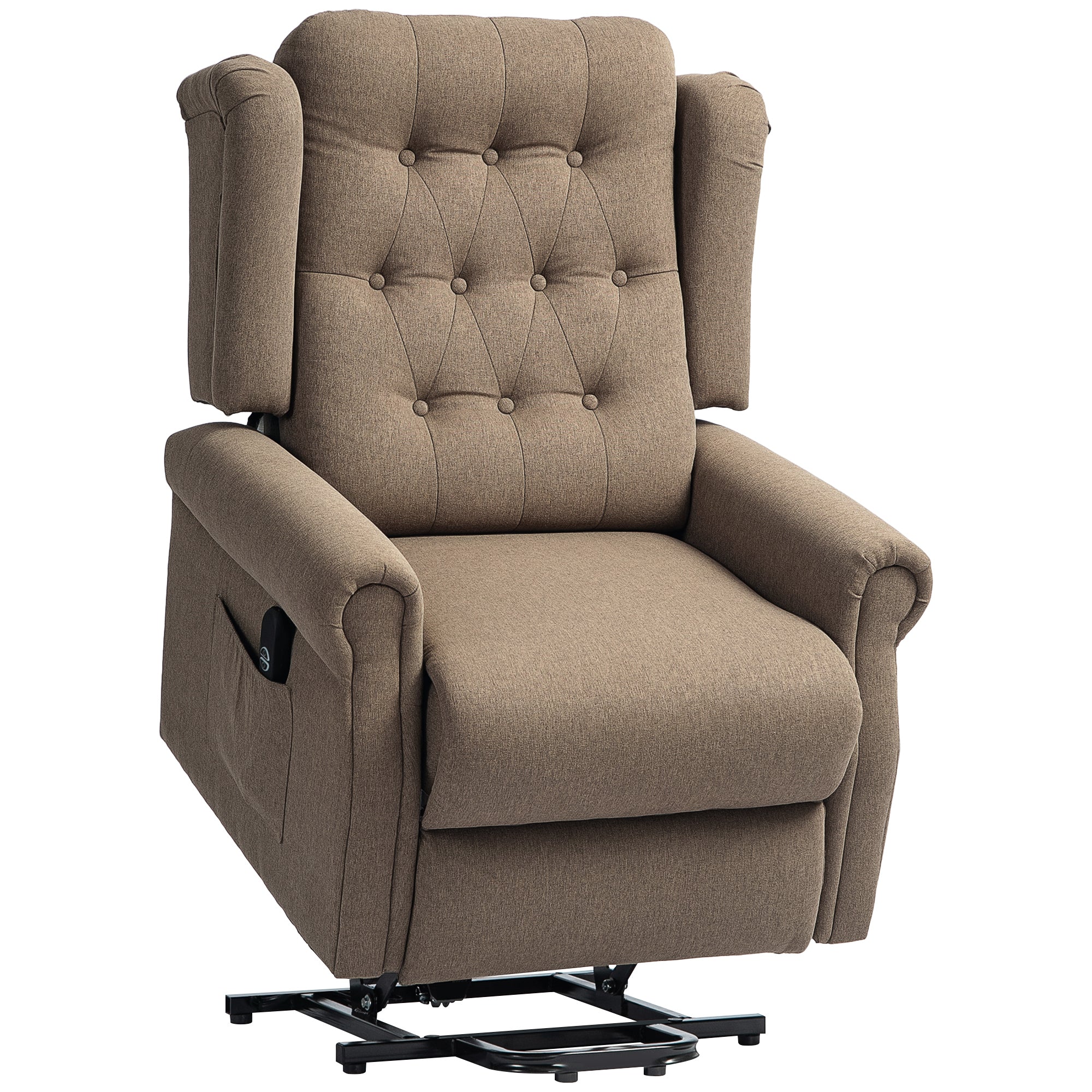Electric Riser Recliner Chair with USB – Dark Brown Linen Look