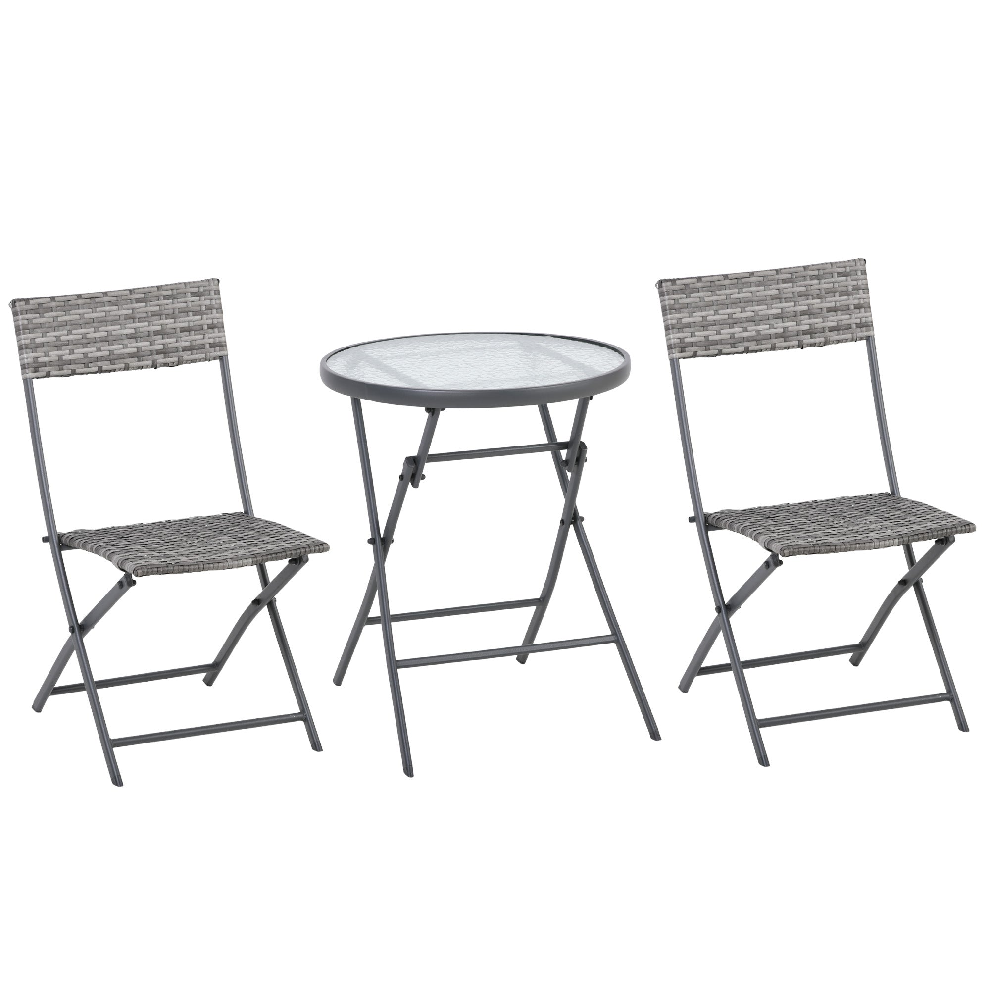 2 Seater Rattan Bistro Set Outdoor Foldable Wicker Conversation Balcon