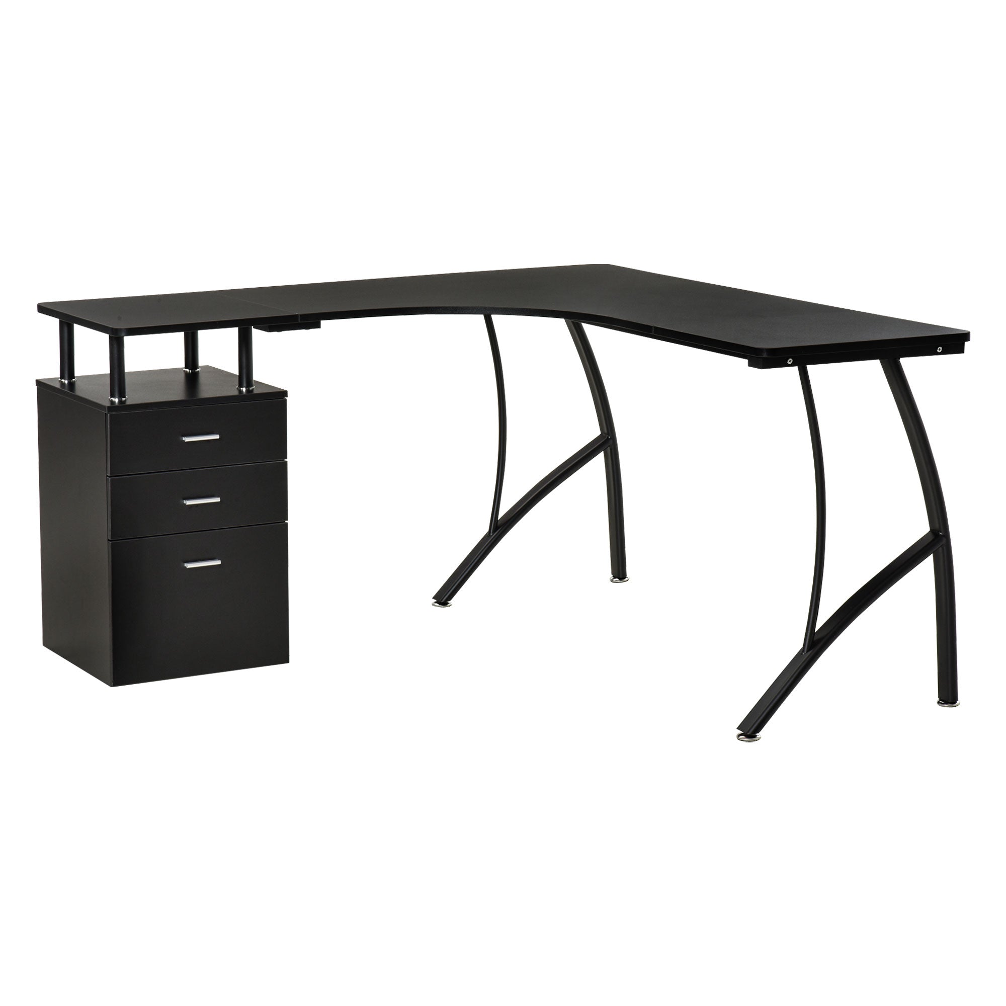 L-Shaped Computer Desk Table with Storage Drawer Home Office Corner In