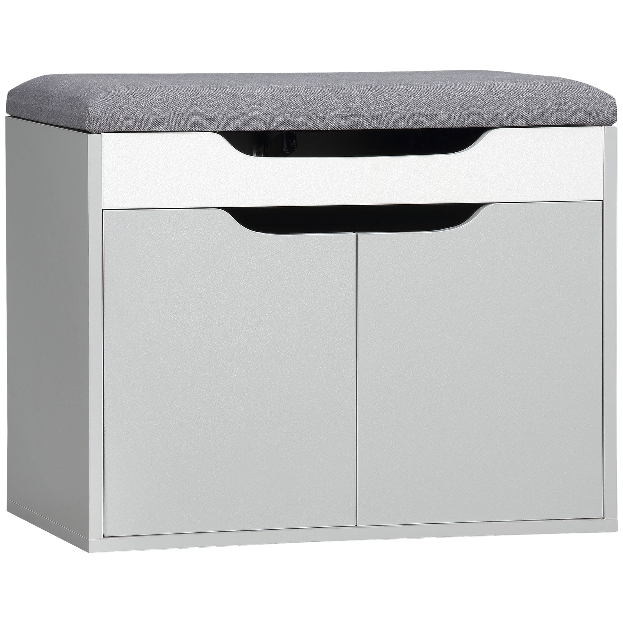 Shoe Bench with Cushion, Modern Storage Bench with Padded Seat, 2-tier