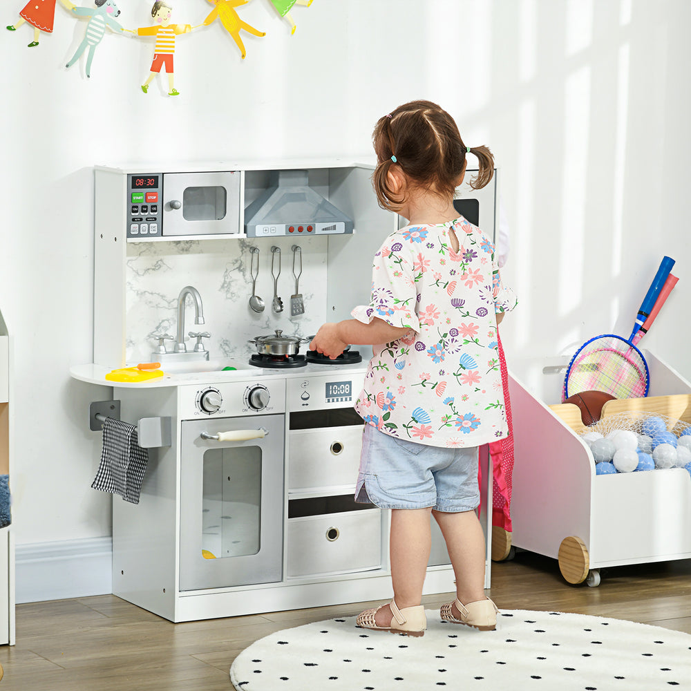 Toy Kitchen with Lights Sounds, Apron and Chef Hat, Ice Maker ...